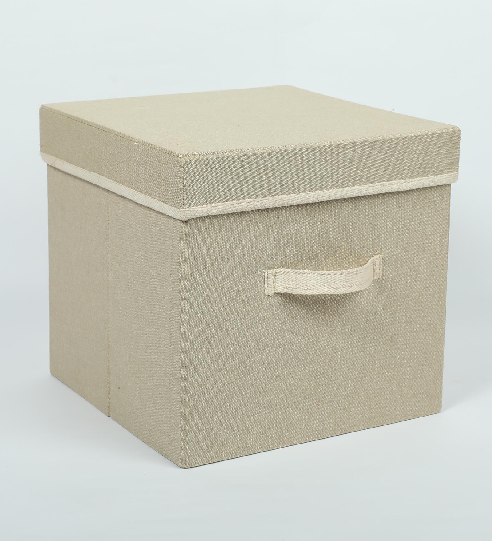 Buy Beige Linen & Mdf Wardrobe Box (L: 10, W: 10, H: 10 Inches) by ...