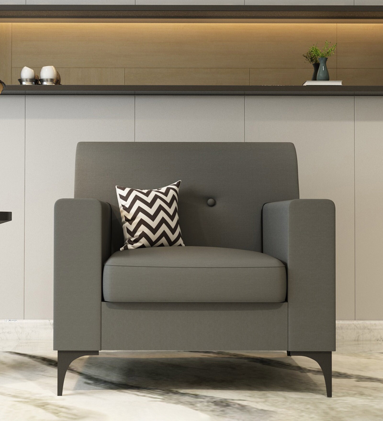 Buy Solitaire Fabric 1 Seater Sofa in Dark Grey Colour at 13% OFF by ...