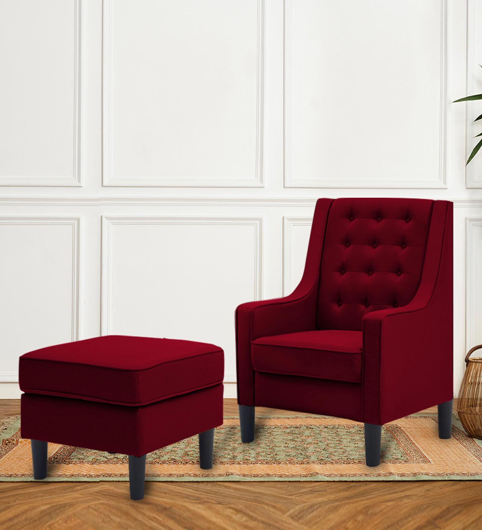 Buy Sona Fabric Full Back Lounge Chair in Blood Maroon Colour at 52% ...