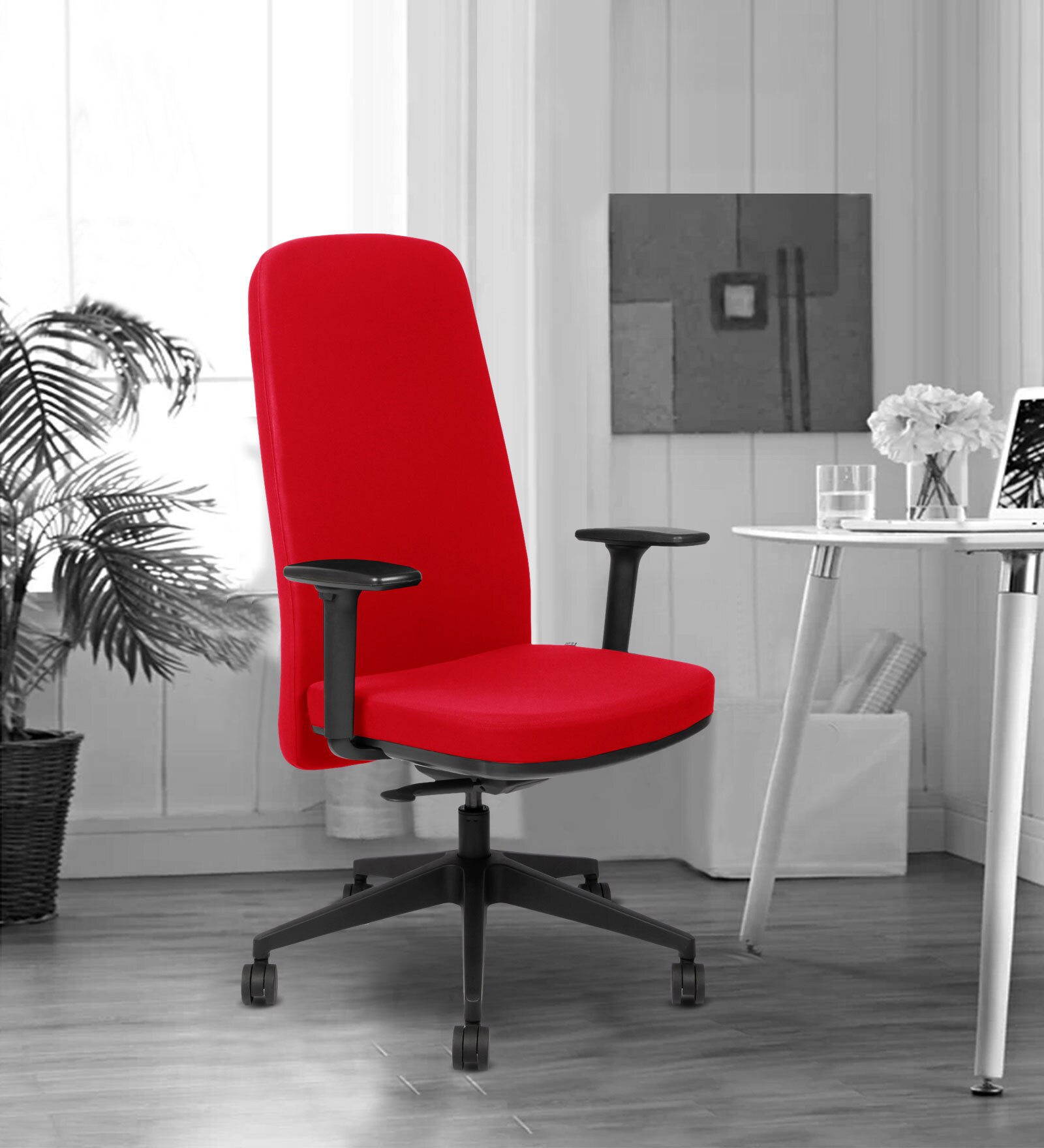 Buy SOS Aura Fabric Ergonomic Chair in Red Colour at 21% OFF by ...