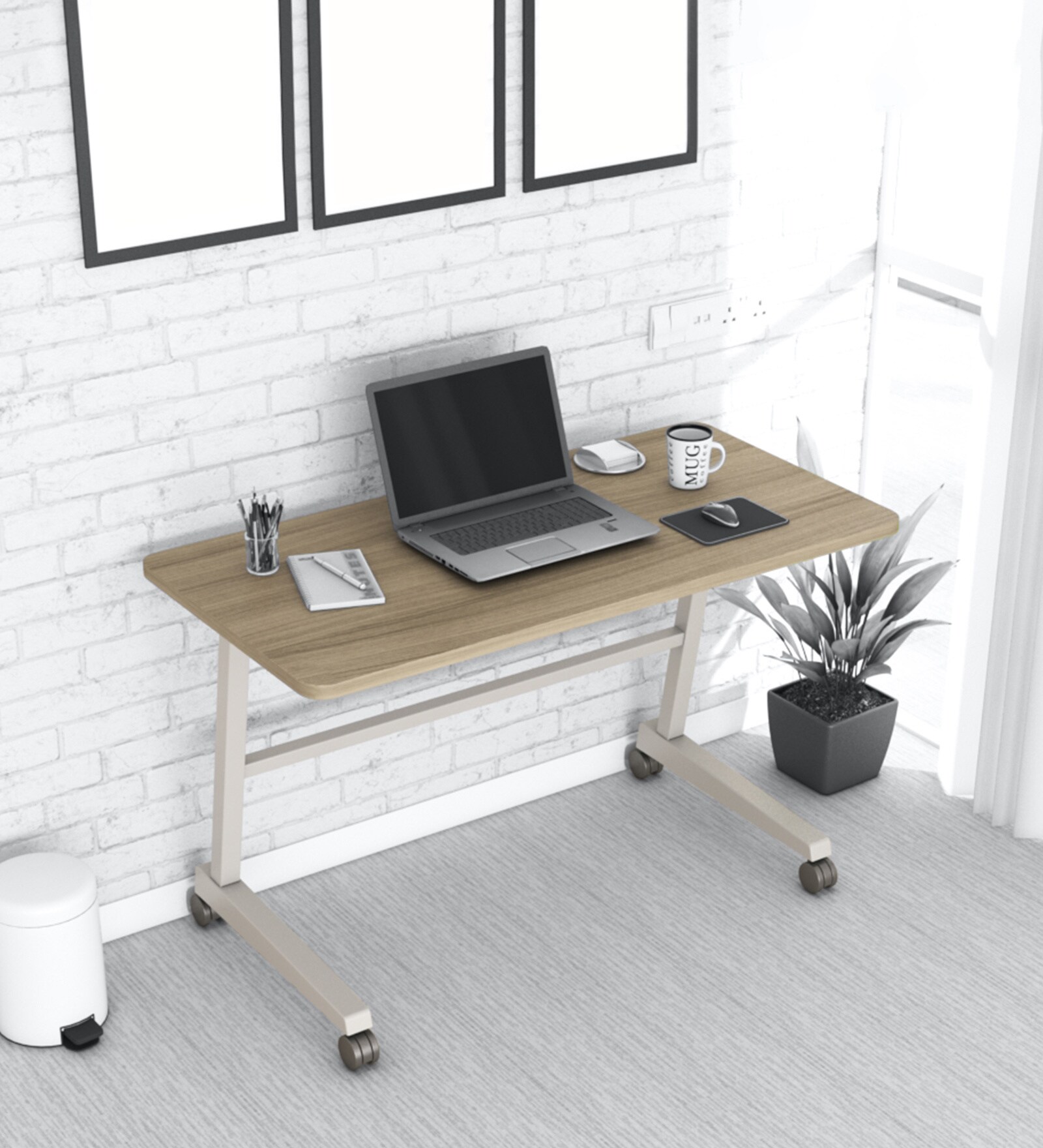 Buy SOS Foldable Mobile Desk Table in Drift Wood Finish at 1% OFF by ...