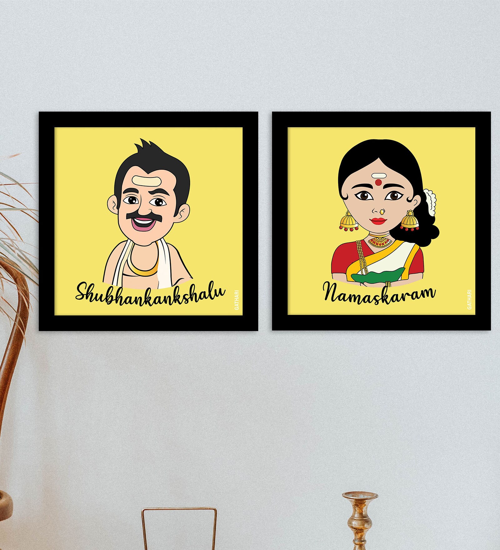 Buy Pictorial Imaging Yellow Paper & Wood Framed People and Places Art ...