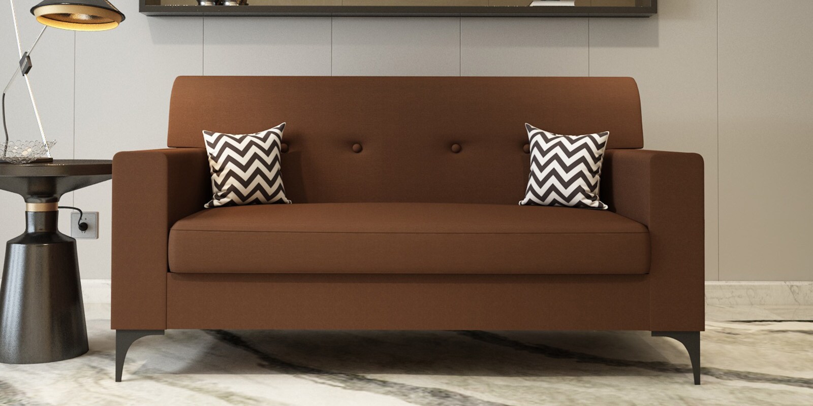 Buy Solitaire Fabric 2 Seater Sofa in Brown Colour at 22% OFF by Adorn ...