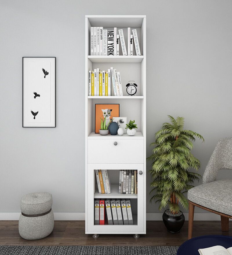 Buy Solicitor Book Shelf in Frosty White Finish by Woodbuzz Online ...