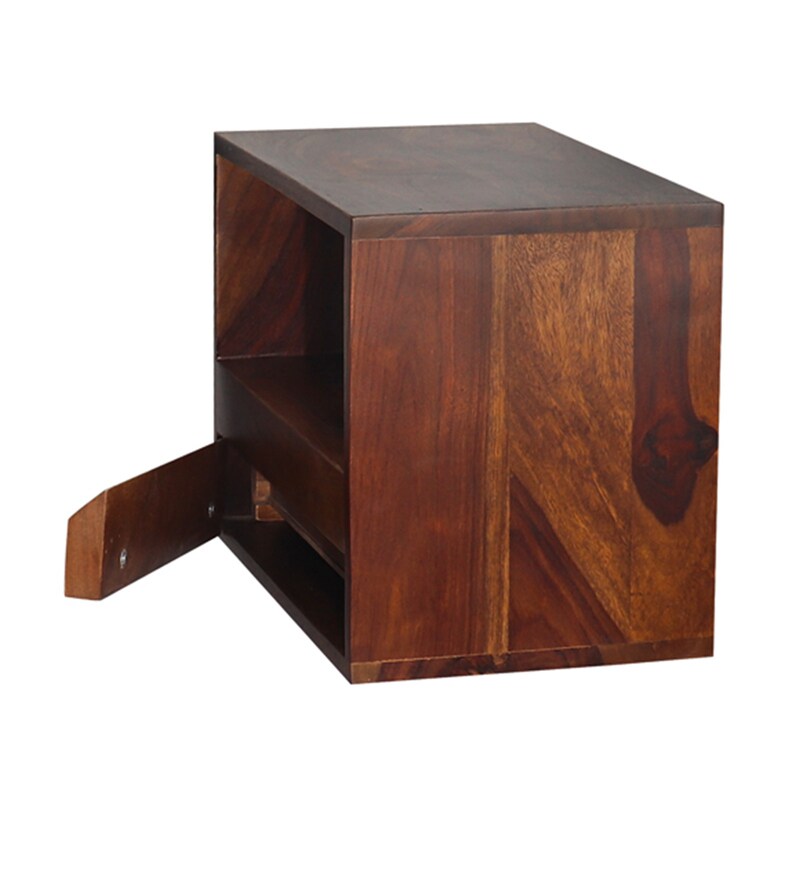 Buy Mango Wood Book shelf in Teak finish Online - Modern Wall Shelves ...