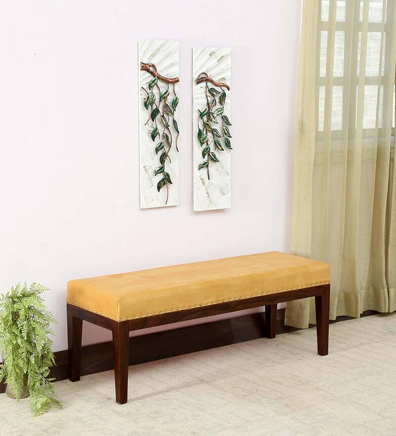 Buy Tilapia Upholstered Bench In Yellow Colour By Mudramark Online ...