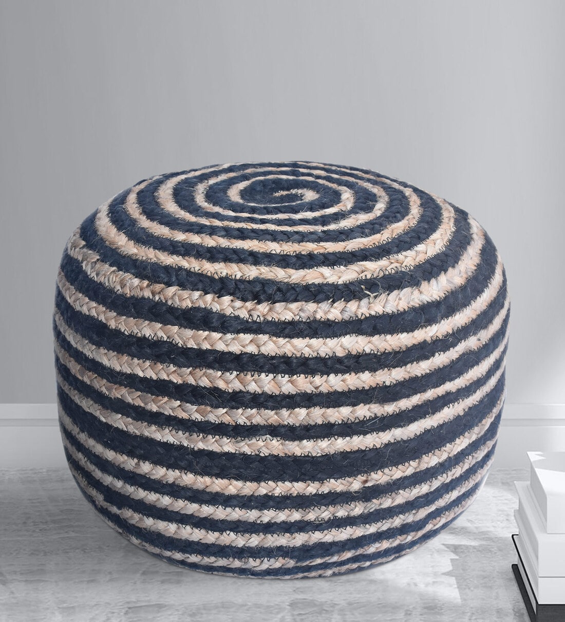 Buy Spiral Natural Jute Pouffe at 72% OFF by Strawberry Collective ...