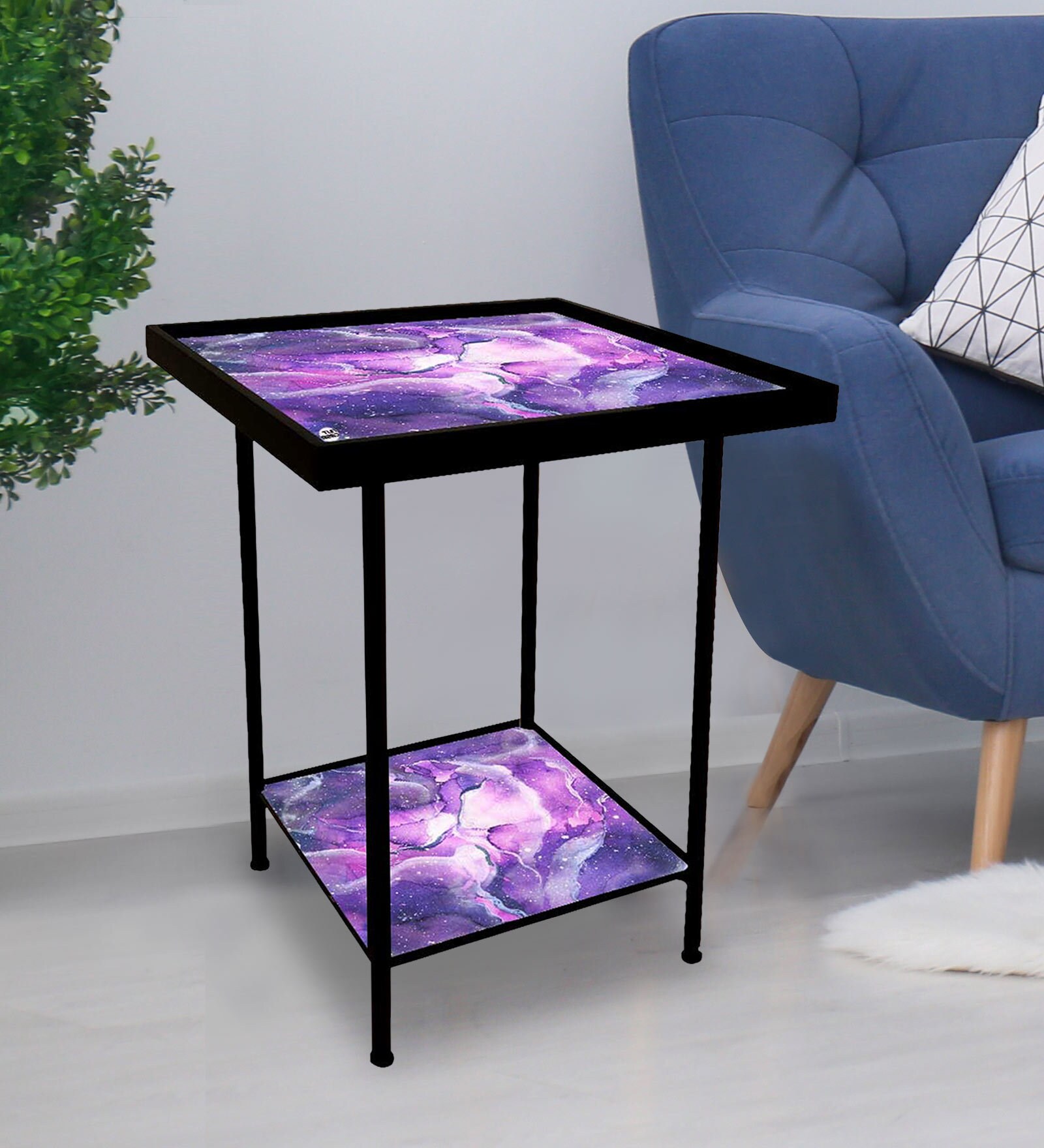 Buy Space Purple Watercolor Designer Metal End Table at 27% OFF by ...