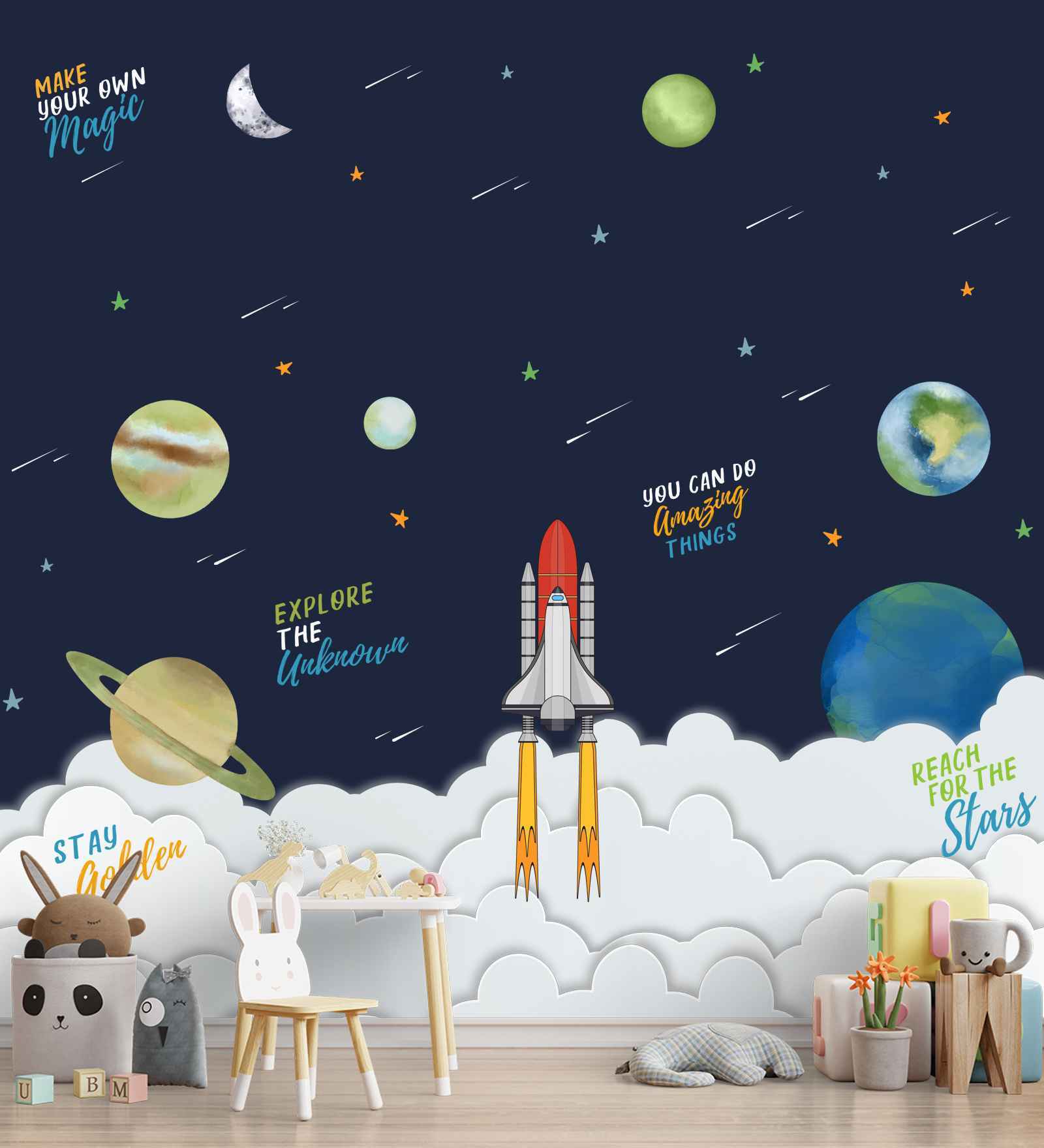 Buy Space Theme Kids (36X60In) Canvas Wallpaper at 19% OFF by Life n ...