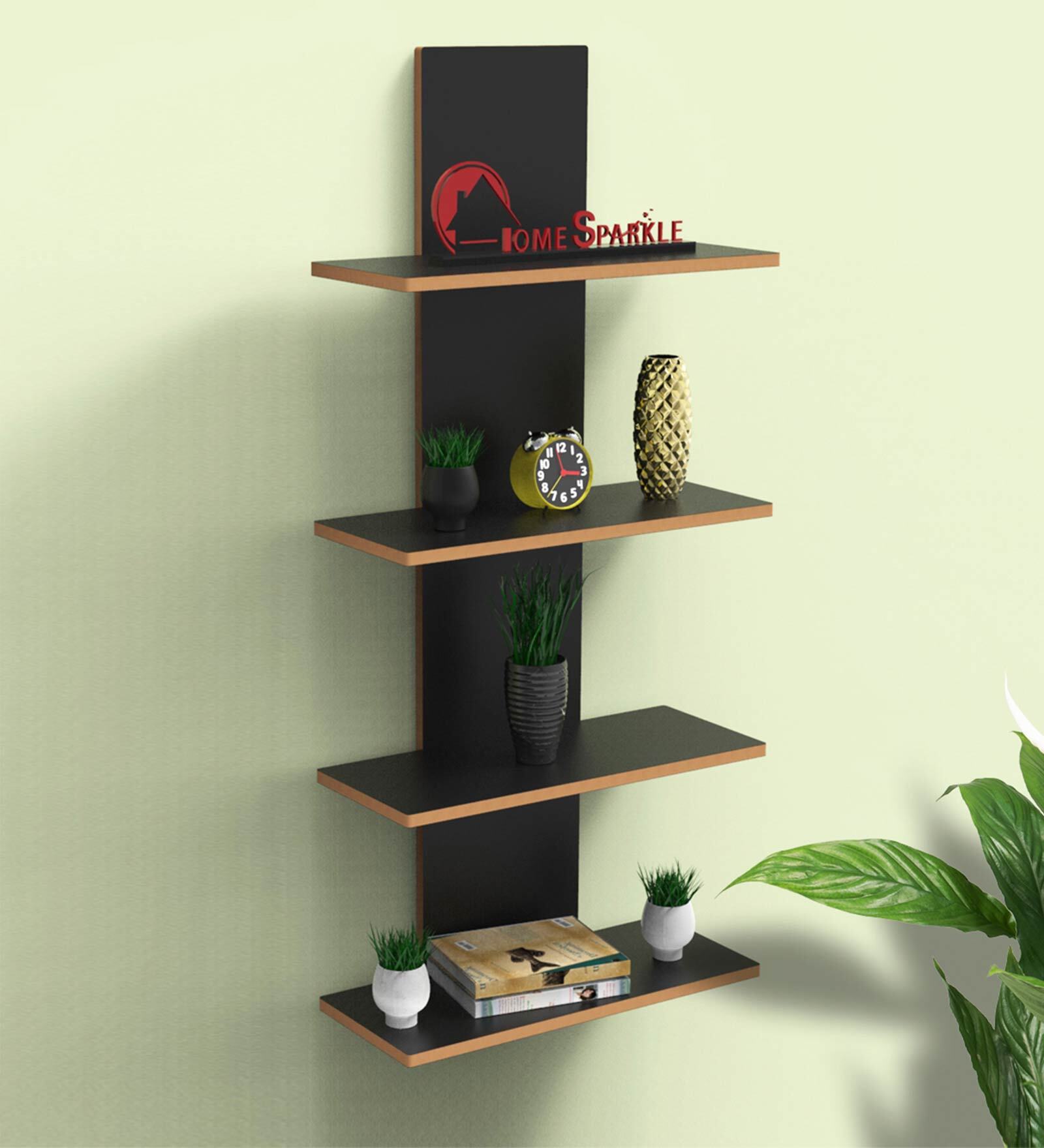 Buy Spine Floating MDF Wall Shelf In Black By Home Sparkle at 20% OFF ...