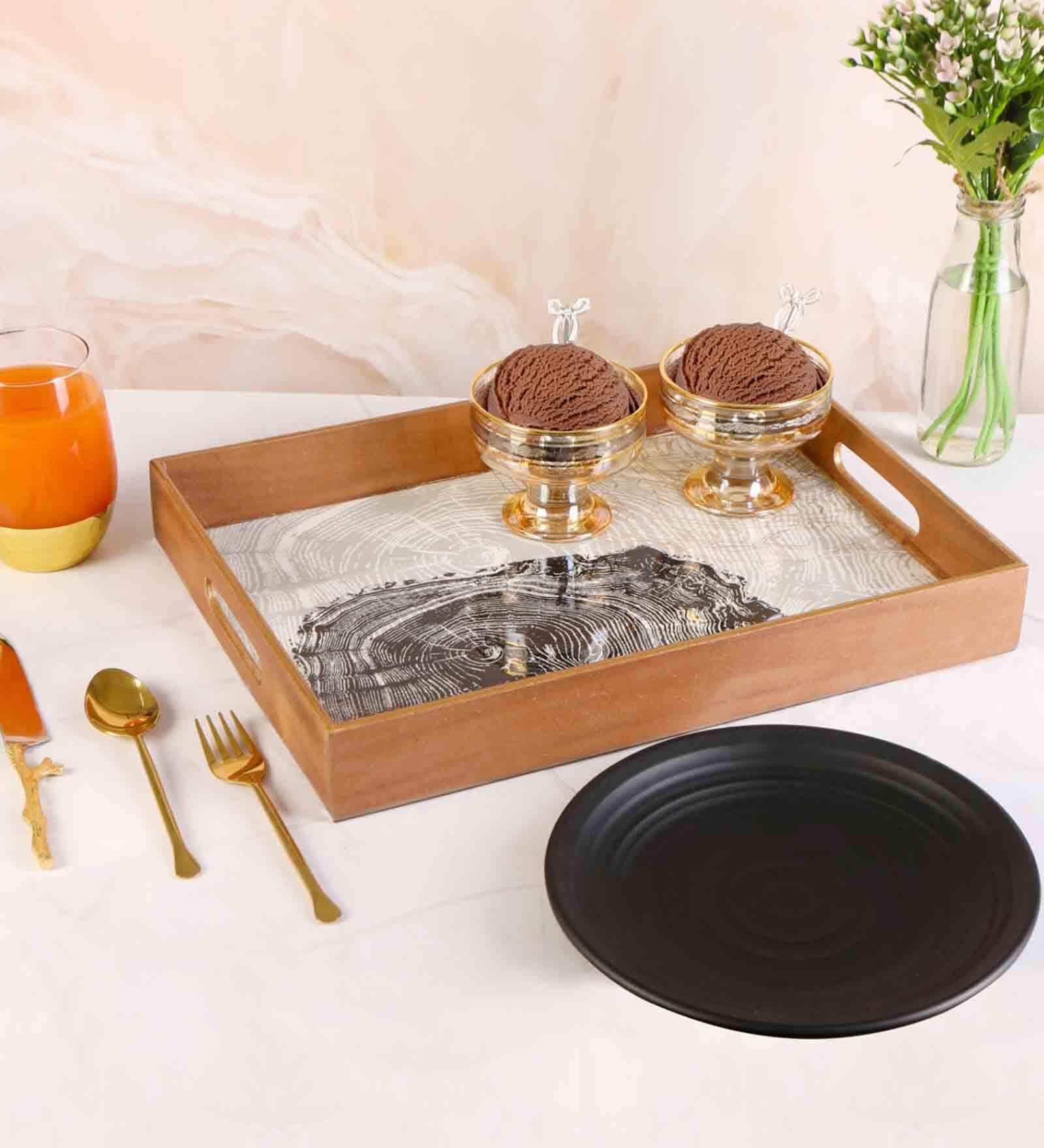 Buy Spiral Grey & Gold MDF Wood Rectangle Serving Trays at 53% OFF by ...
