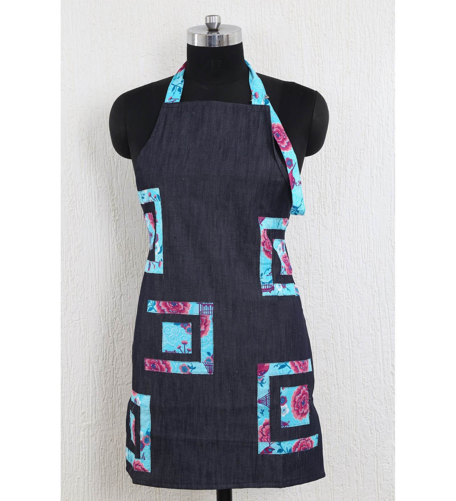 Buy Spiral Kitchen Navy Blue Denim Denim Patch Apron Online ...