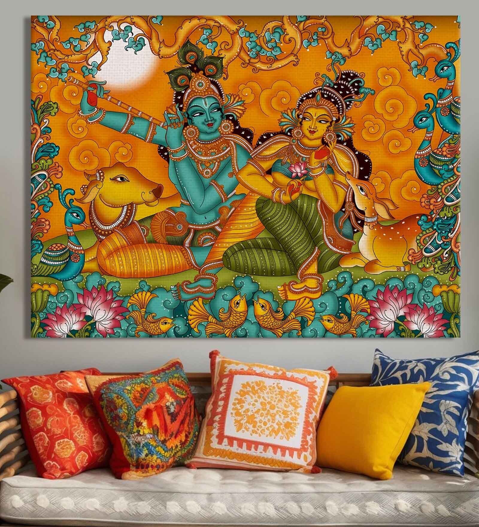 Buy Spiritual Shree Radha Krishna Canvas Print Stretched Frame Canvas ...