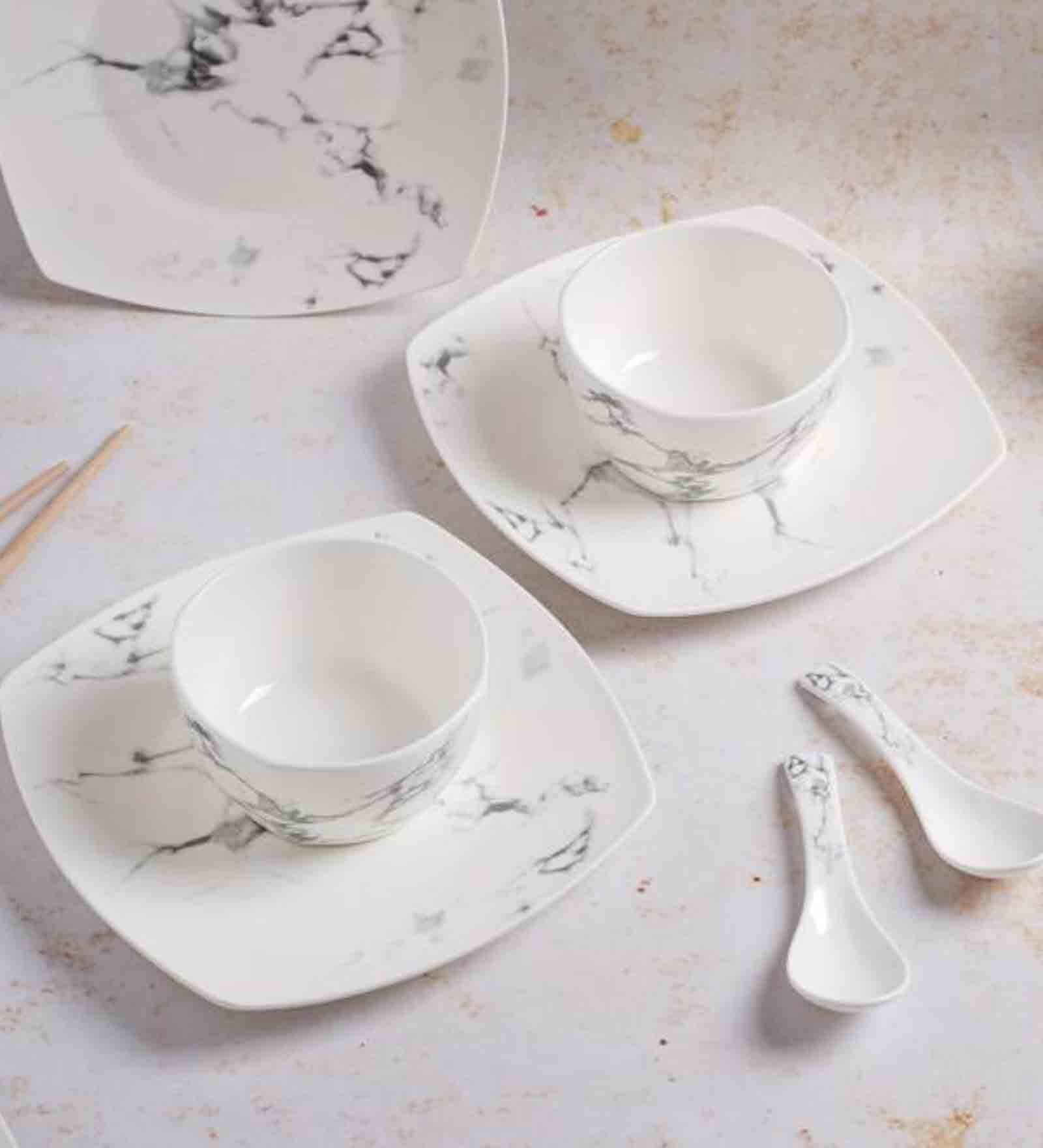 Buy Sprinkle 16 Pcs White & Grey Ceramic Dinnerware Set at 69% OFF by ...