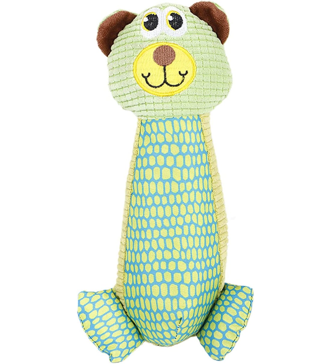 Buy Bear O Doggo Green & Yellow Fabric Squeaky Plush Toy at 42% OFF by ...