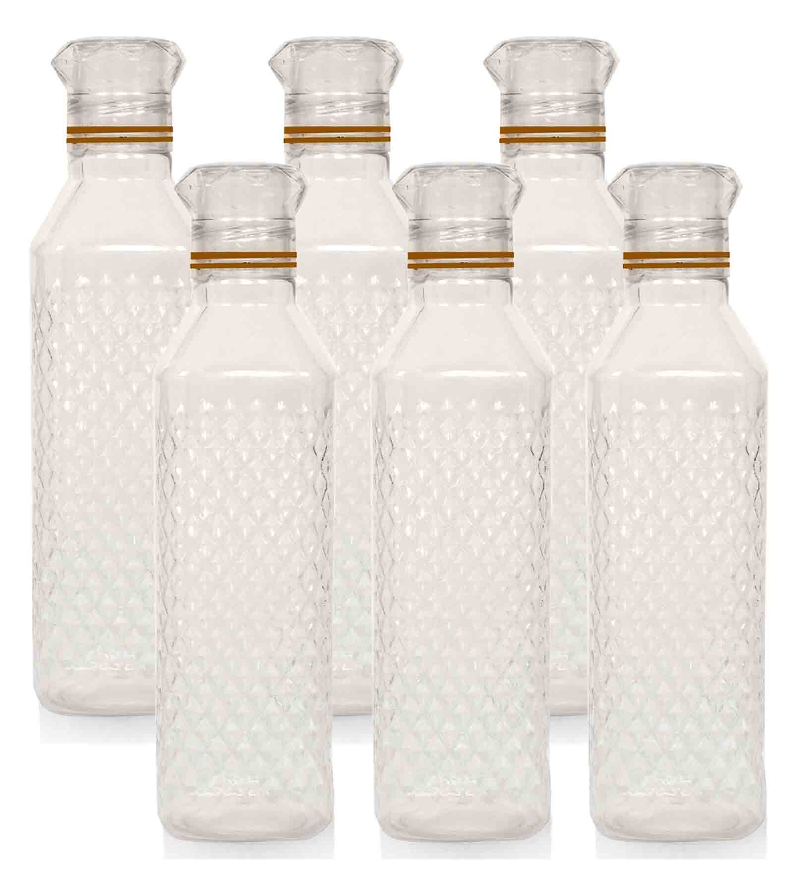 Buy Squere Shape Crystal Design 1 Ltr Plastic (Set Of 6 ) Water Bottle ...