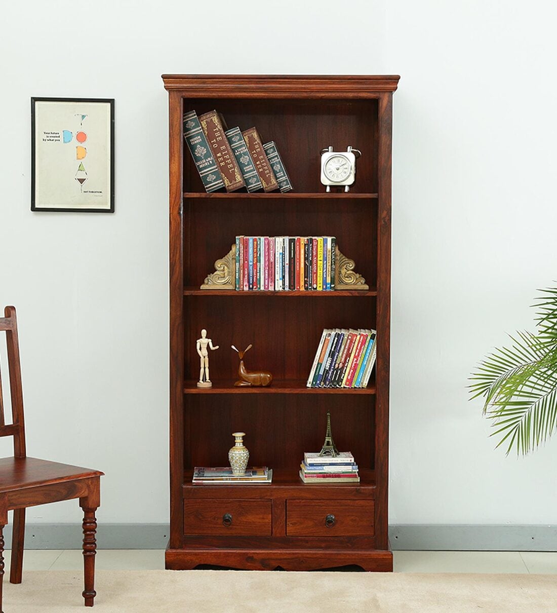 Buy Stafford Sheesham Wood Book Shelf In Scratch Resistant Honey Oak ...