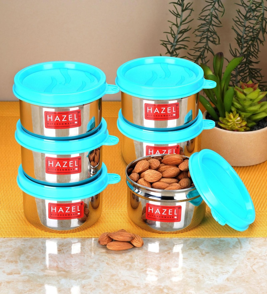 Buy Stainless Steel 150 ml Silver Airtight Storage Container (Set of 6 ...