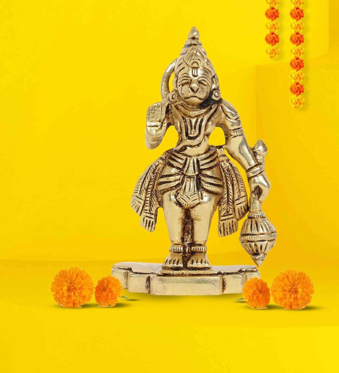Buy Standing Hanuman Gold & Yellow Brass Idol at 25% OFF by 10Club ...