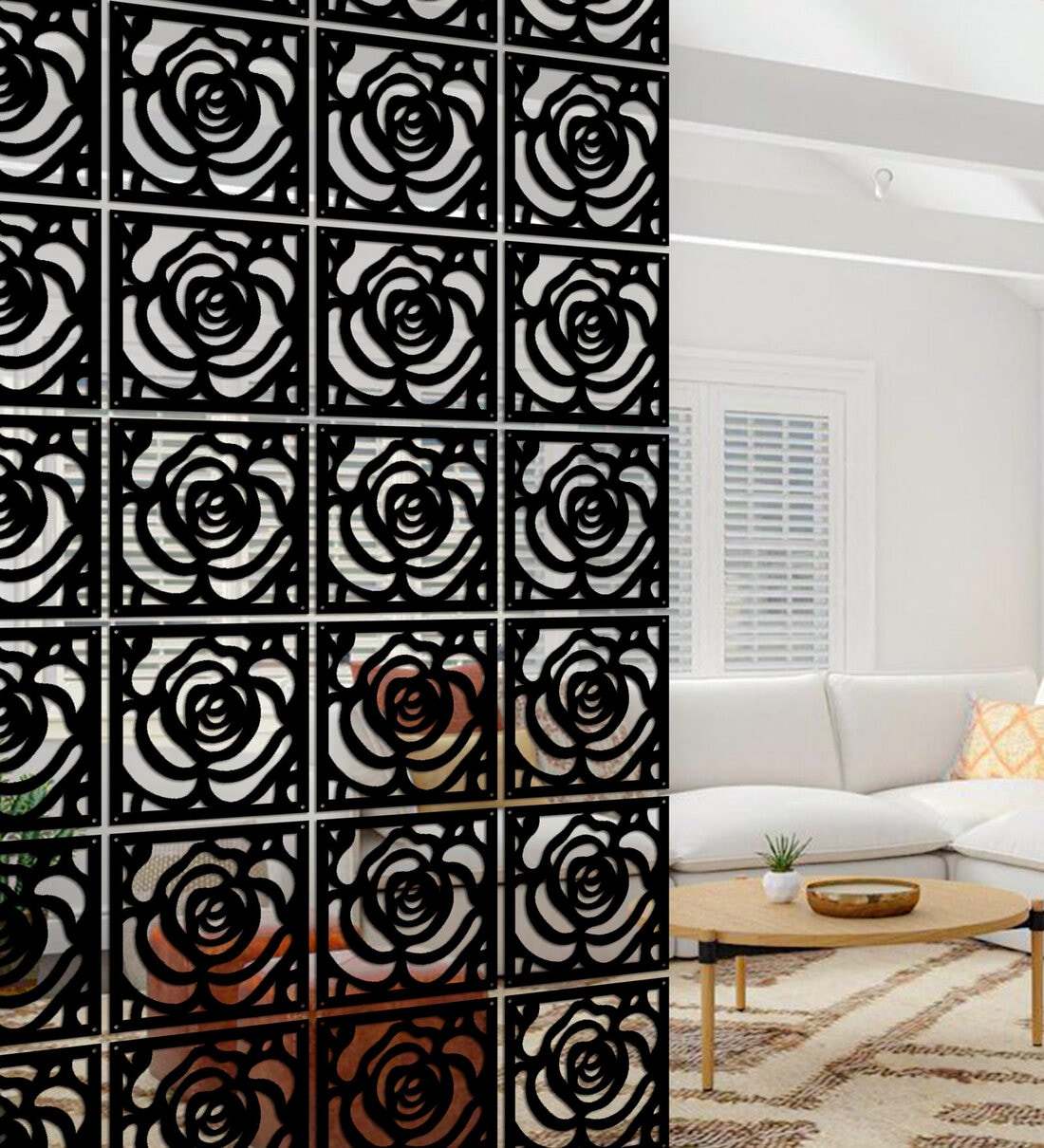 Buy Static Targua (Set Of 10) Black Colour Acrylic Hanging Room Divider ...