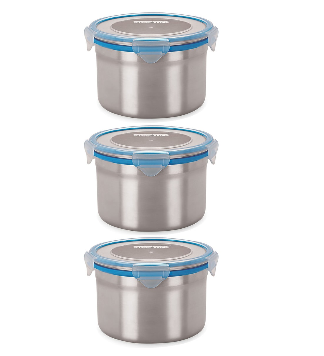 Buy Steel Lock Silver Round 1.3L Food Lock Lunch Box - Set of 3 by ...