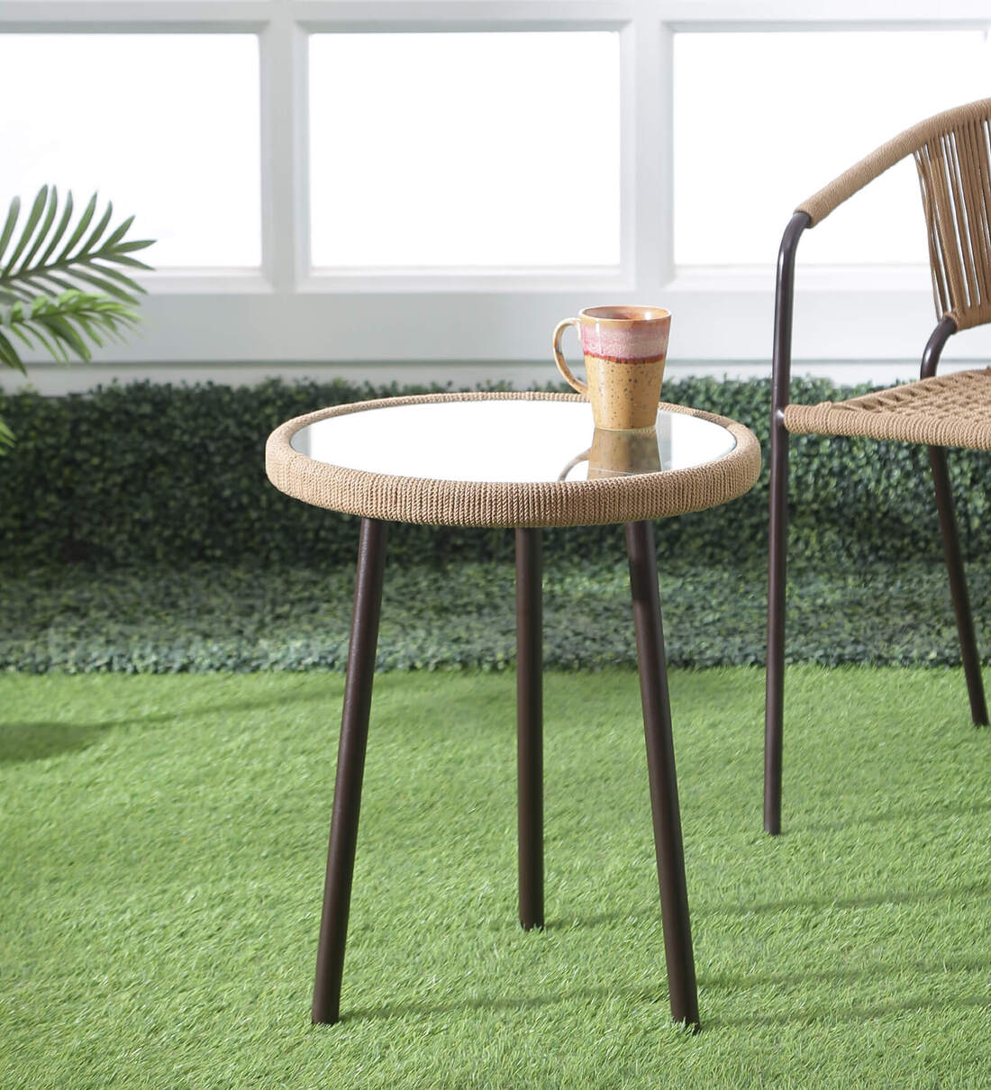 Buy Stem Steel & Braided Rope Outdoor Table In Beige Finish at 11% OFF ...