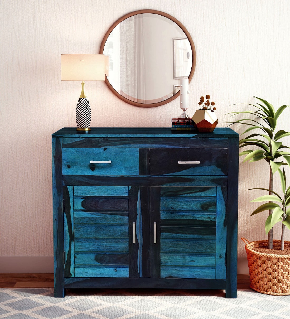 Buy Stigen Solid Wood Cabinet in Ocean Blue Finish at 5% OFF by ...