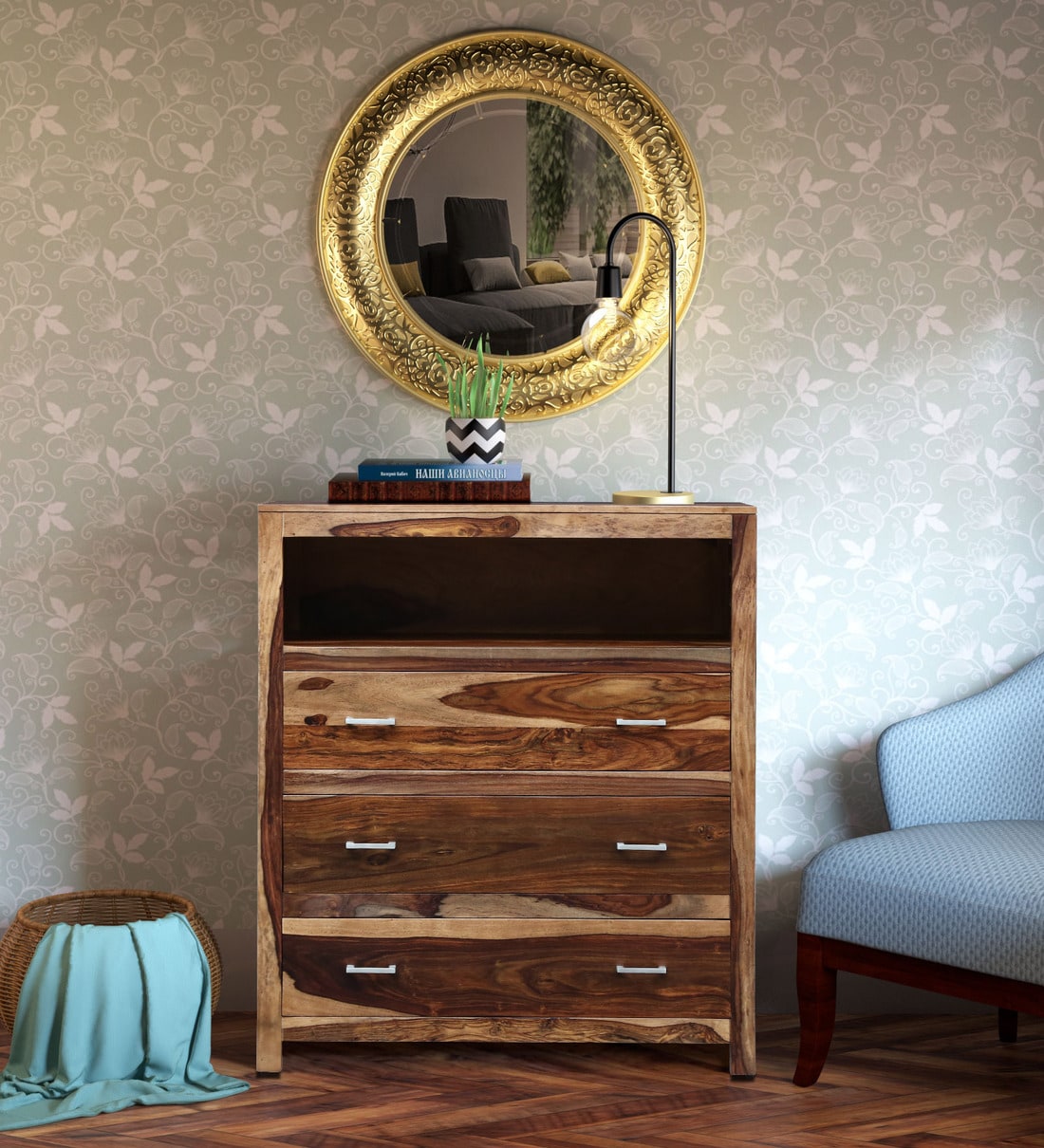 Buy Stigen Sheesham Wood Chest of Drawers in Rustic Teak Finish at 1% ...