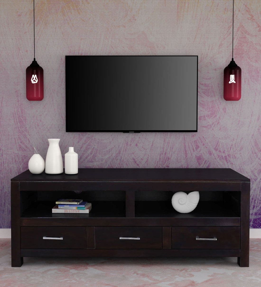 Buy Stigen Sheesham Wood TV Console in Warm Chestnut Finish at 1% OFF ...