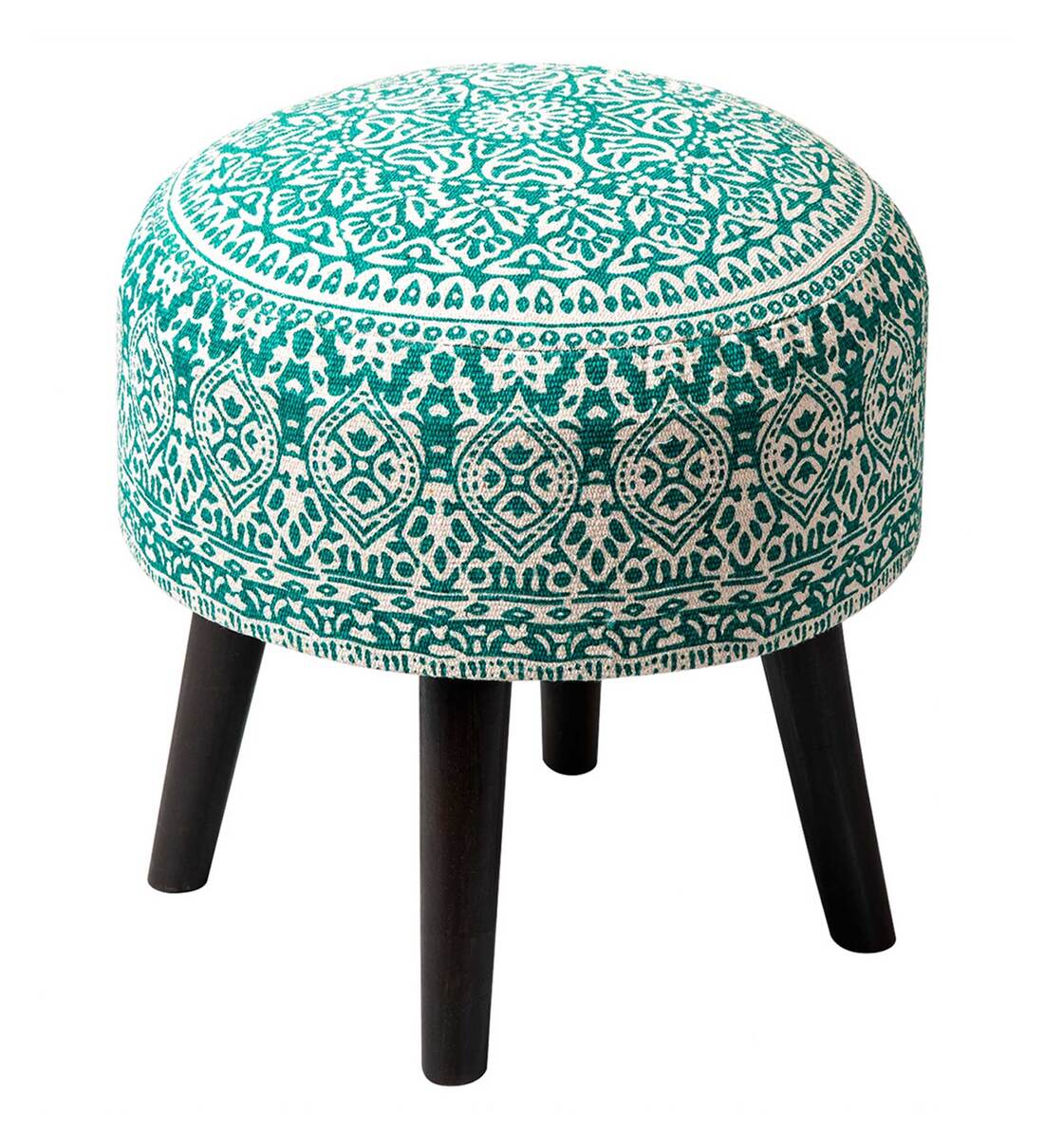 Buy Fremont Fabric Seating Stool in Green Colour by NestRoots Online ...