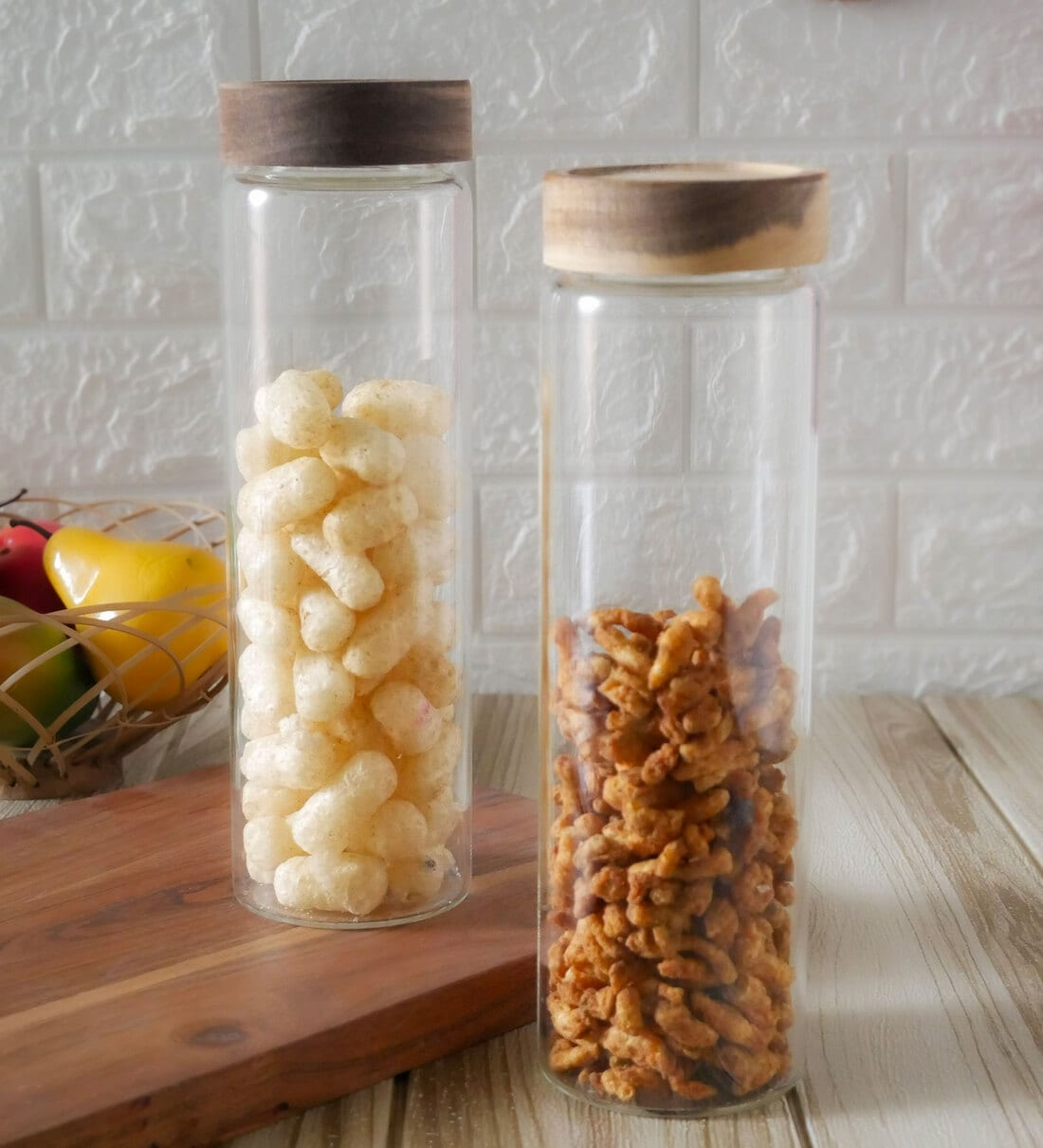 Buy Storage Jars Borosilicate Glass With Wooden Lid Air Tight Jar 950 ...