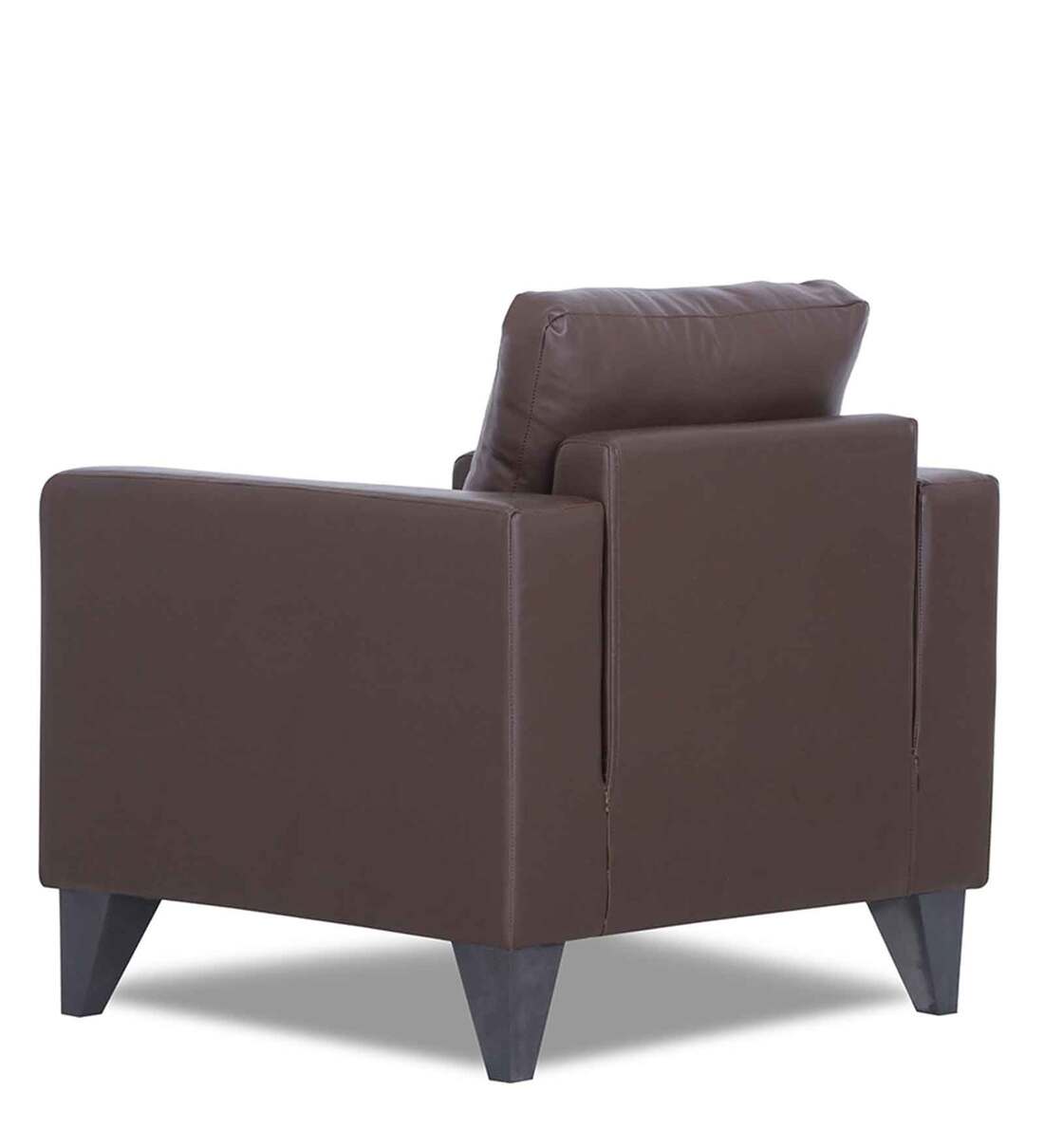 Buy Straight Leatherette 1 Seater Sofa in Brown Colour by Adorn India ...
