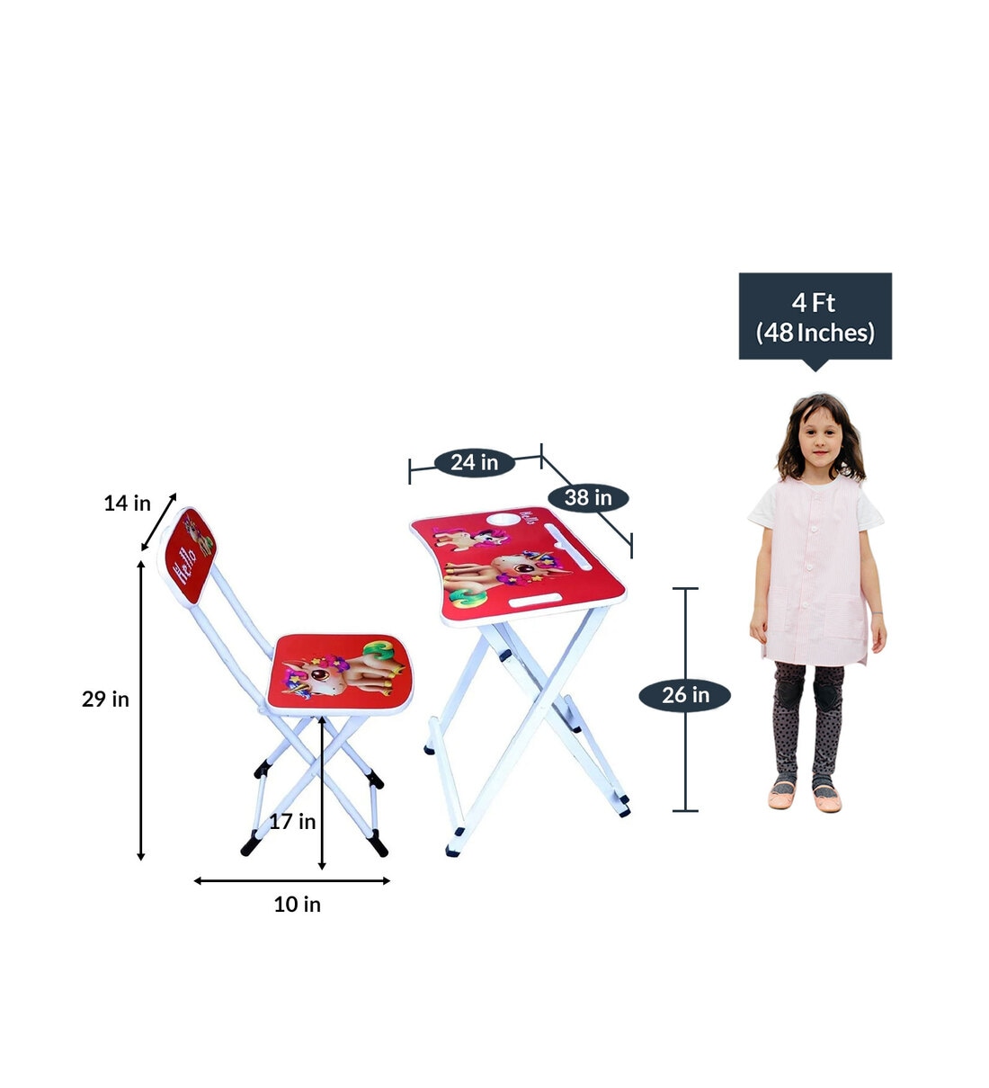 Buy Cartoon Infant Desk in Red Colour with Chair Online - Infant Desks ...