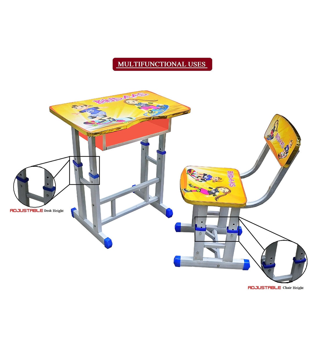 Buy Cartoon Infant Desk in Yellow Colour with Chair Online - Infant ...