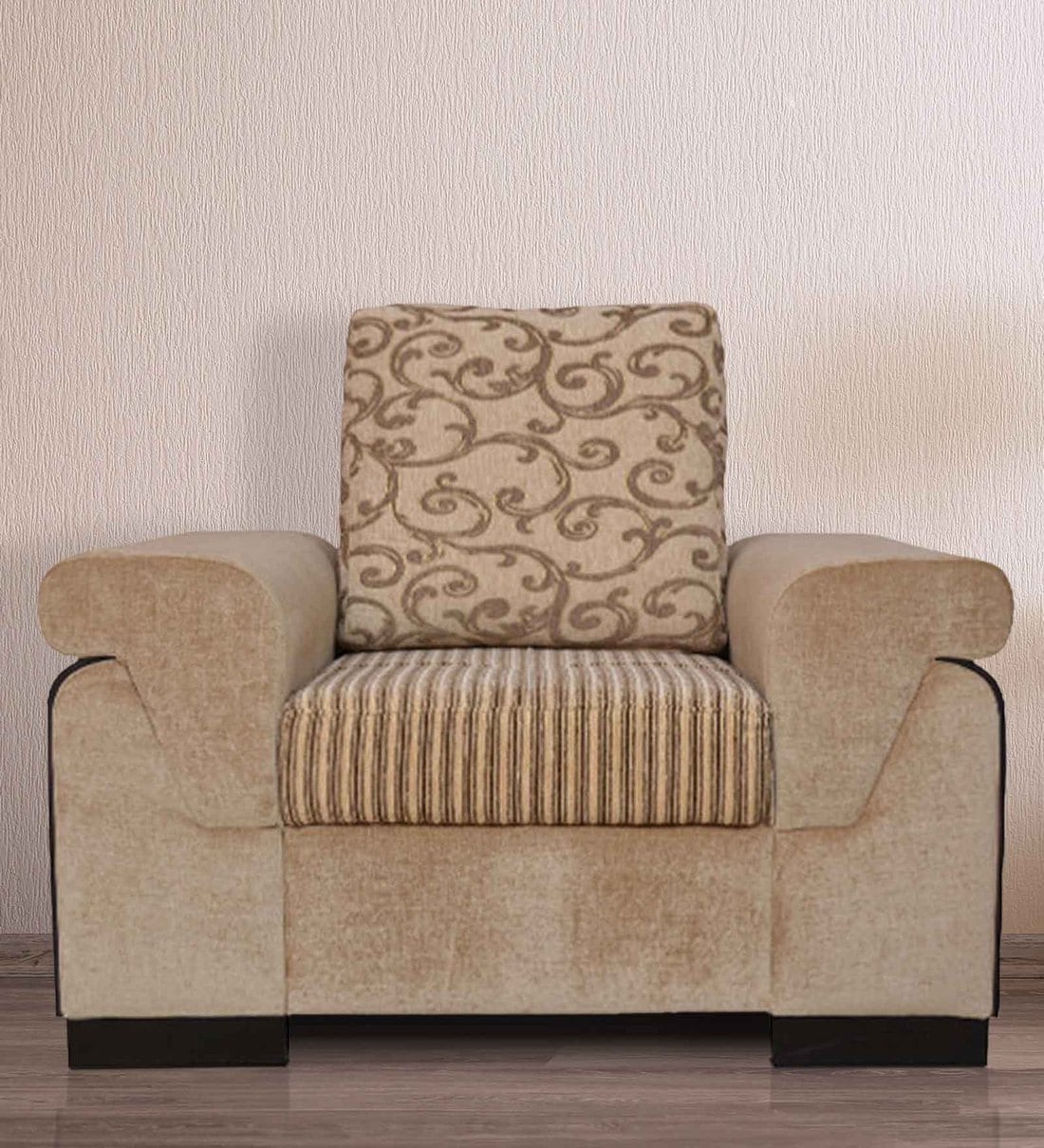 Buy Stylus One Seater Sofa with Cushion in Brown Colour by Crystal Furnitech Online - 1 Seater ...