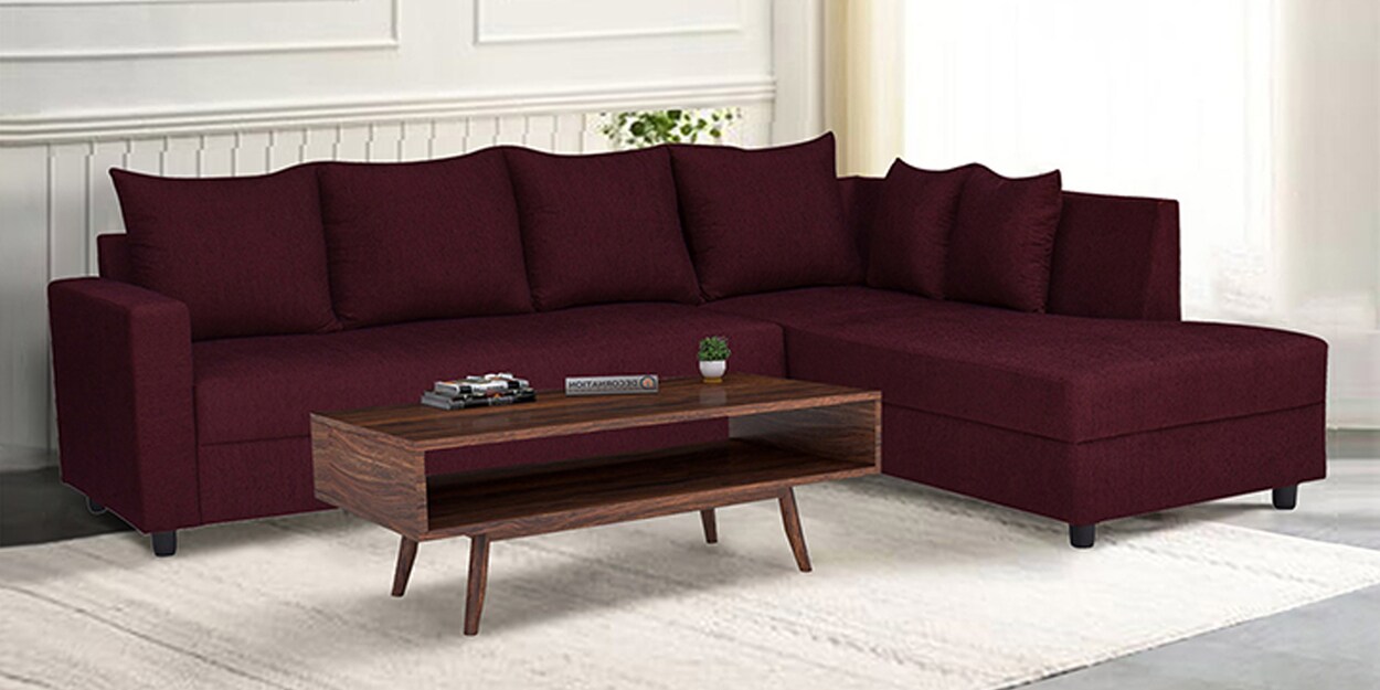 Buy Stella Fabric LHS Sectional Sofa in Maroon Colour at 50% OFF by ...