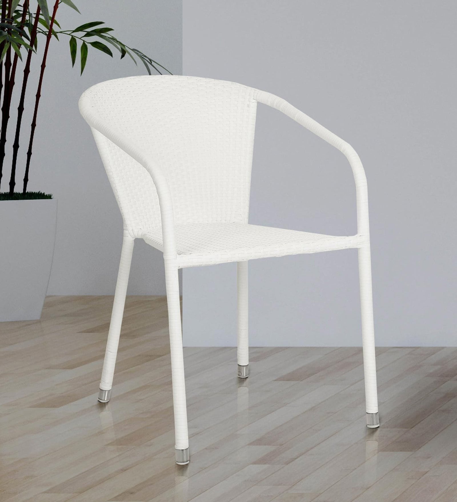 Buy Stackable Wicker Patio Chair in White Finish at 13% OFF by Ventura ...