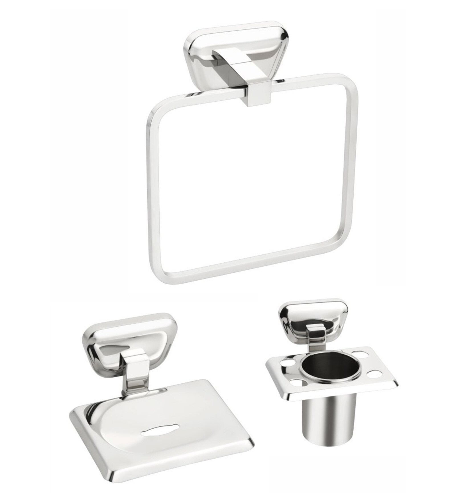 Buy Stainless Steel Silver Wall Mounted Bathroom Fixture, Set of 3 by ...