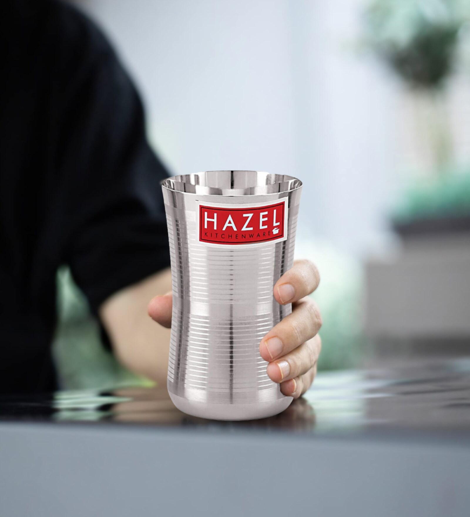 Buy Stainless Steel Damru Shape Jumbo Water Lassi Glass, 650 ML at 72% ...