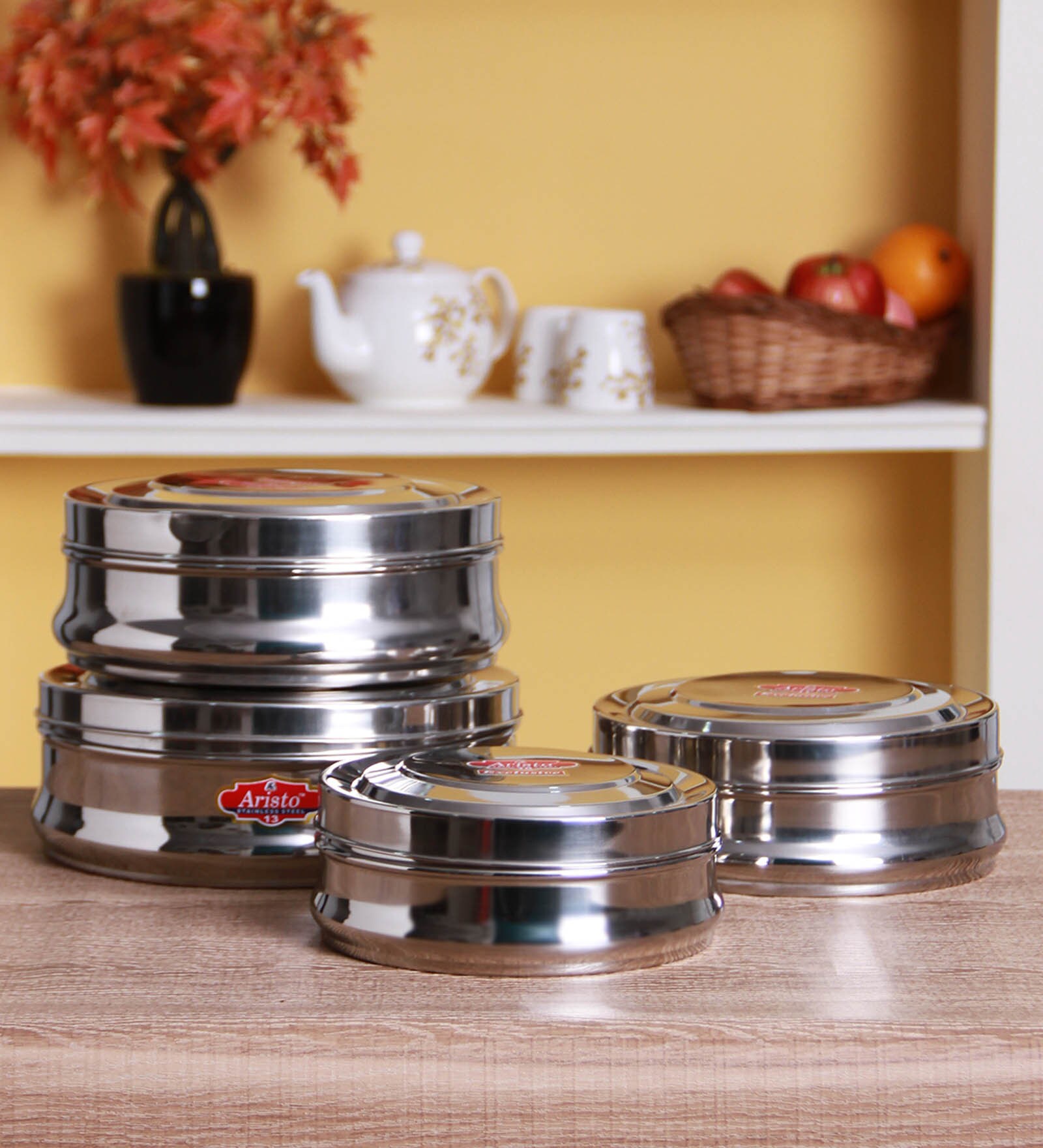 Buy Stainless Steel Round Containers - Set of 4 by Aristo Online ...
