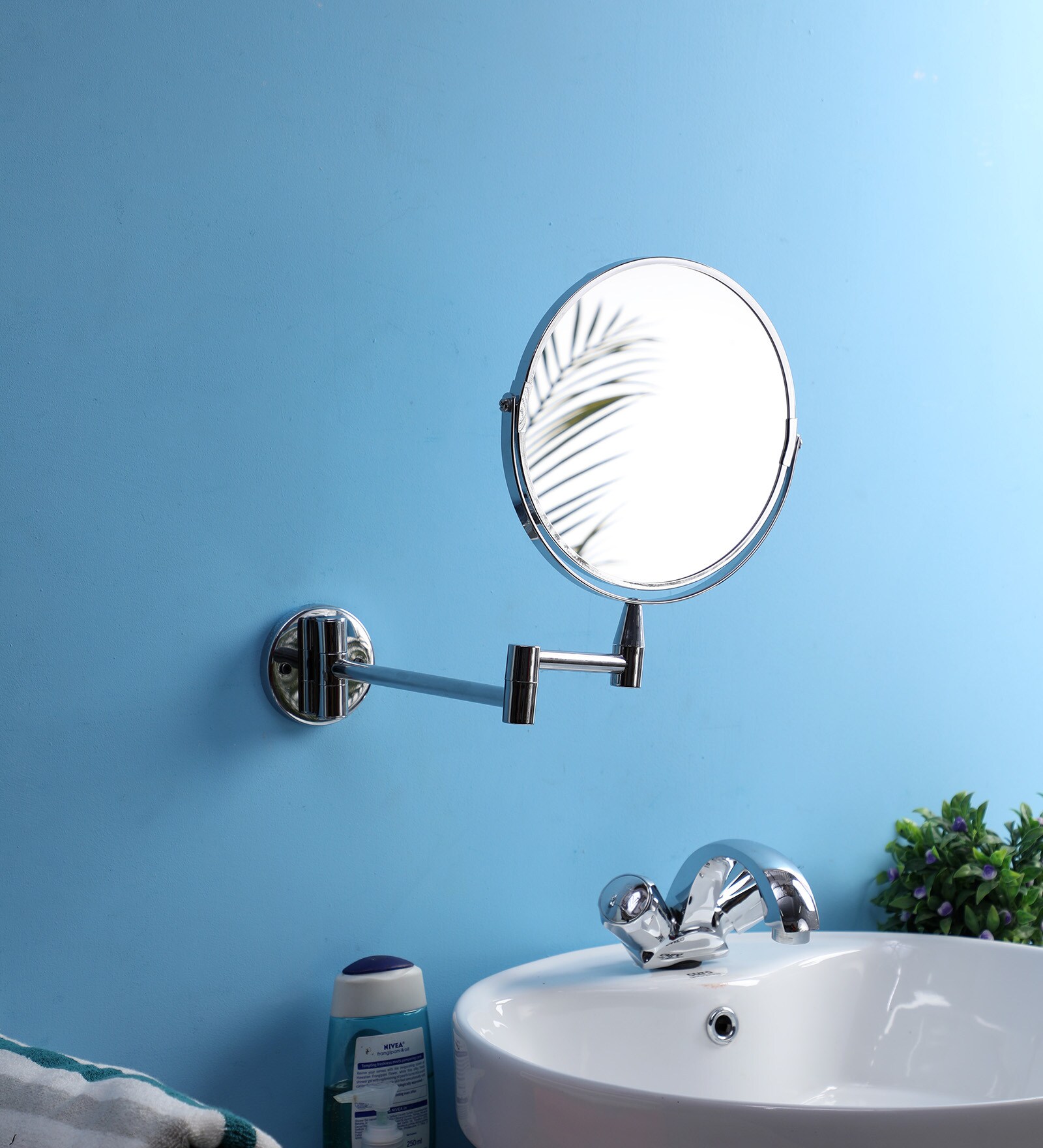 Buy Stainless Steel Silver Double Sided Concave Mirror With Magnifying ...