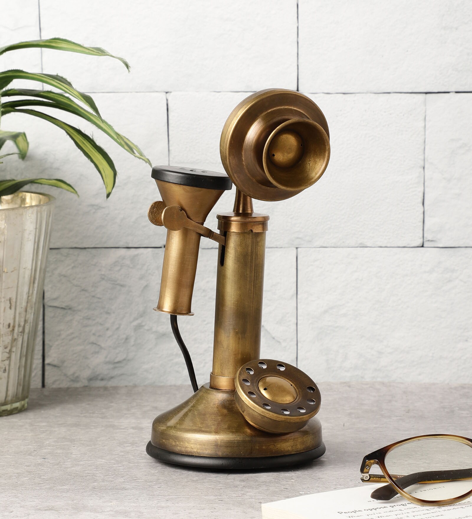 Buy Standing Looking Phone Copper Brass Showpiece at 25% OFF by Weald ...