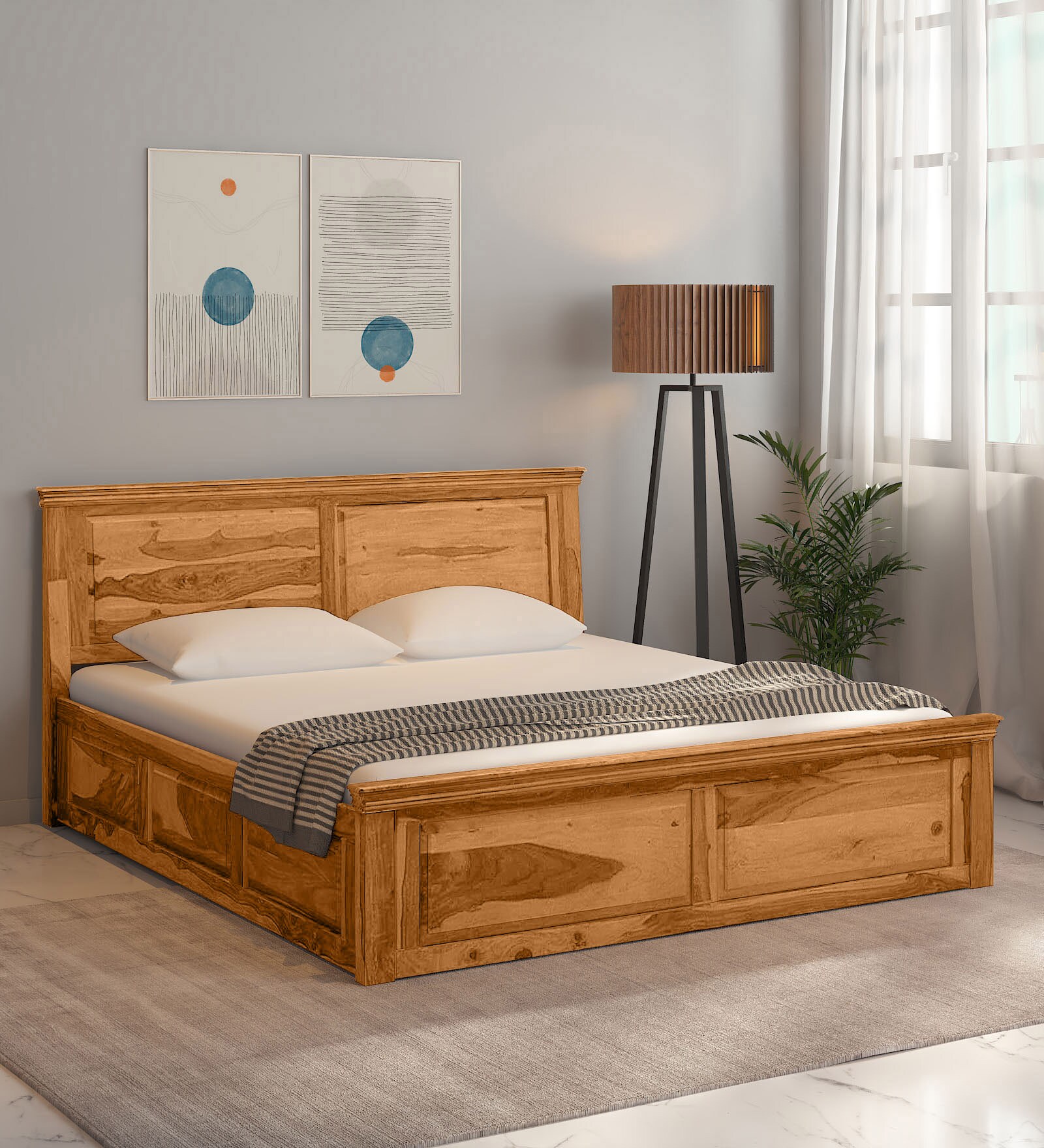 Buy Stanfield Sheesham Wood Queen Size Bed in Scratch Resistant Rustic ...