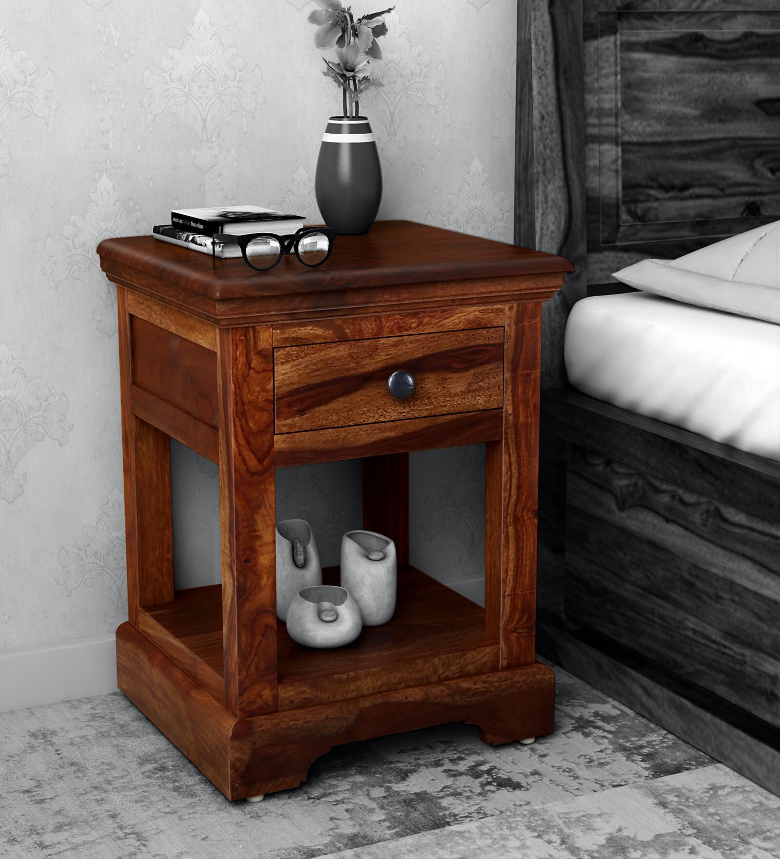 Buy Stanfield Sheesham Wood Night Stand in Provincial Teak Finish at 3% ...