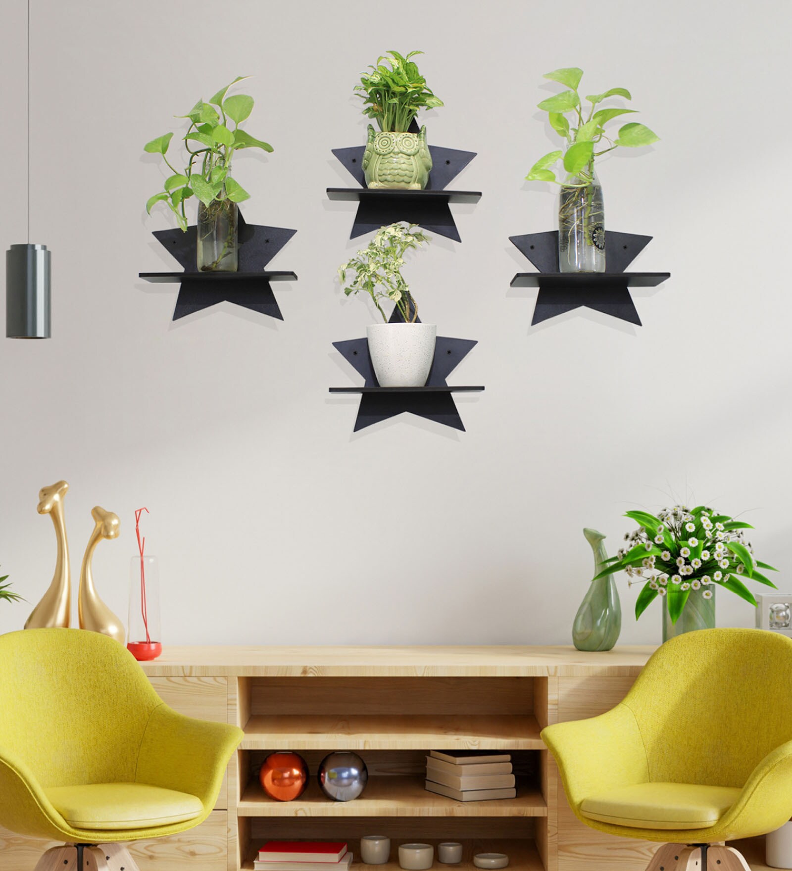 Buy Star (Set of 4) MDF Wall Hanging Planter by Random at 22% OFF by ...