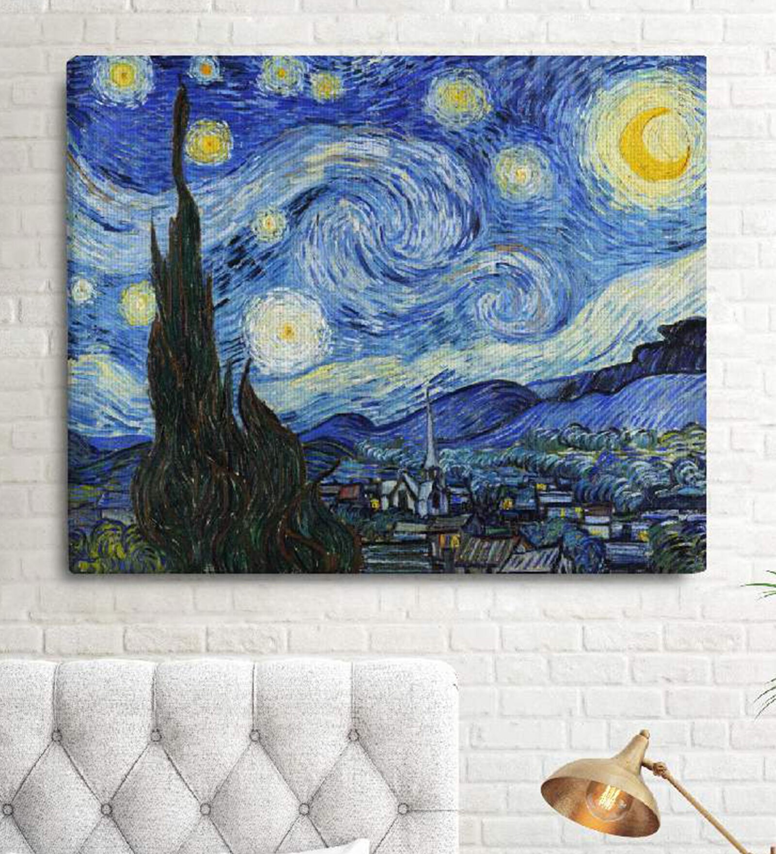 Buy Starry Night Multicolor Canvas Unframed Landscape Art Print at 21% ...