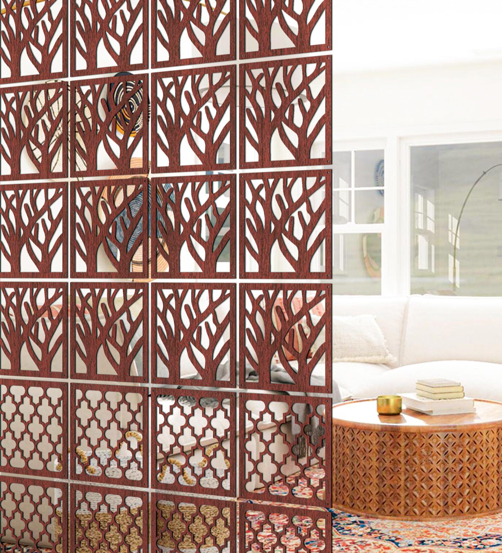 Buy Static Mogan (Set Of 10) Brown Colour Engineered Wood Hanging Room ...