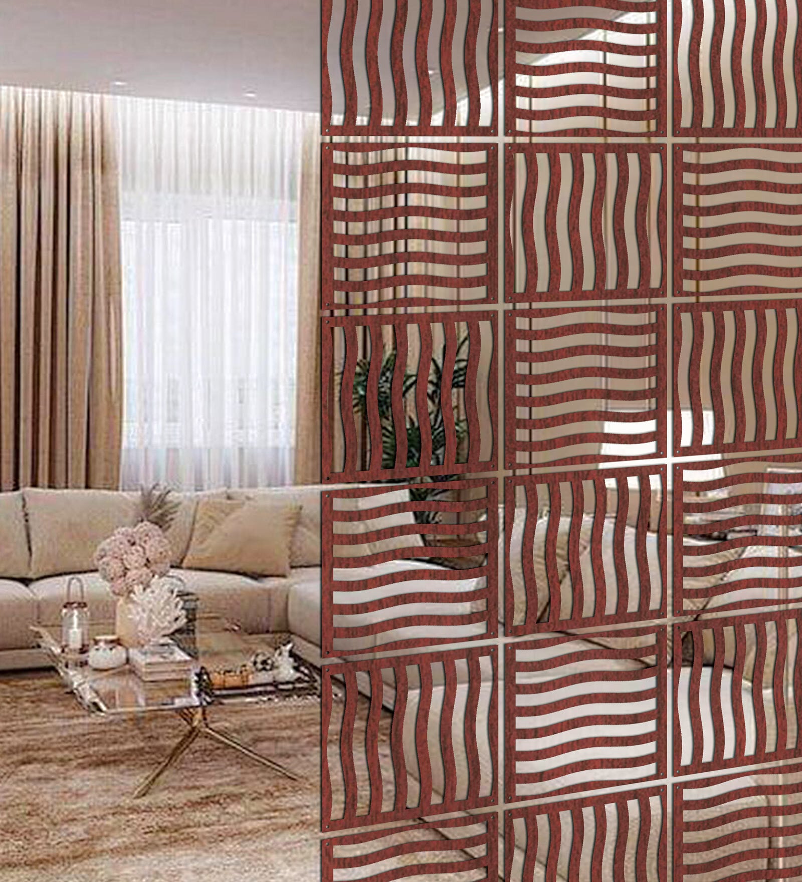 Buy Static Harney (Set Of 10) Brown Colour Engineered Wood Hanging Room Divider at 25% OFF by ...