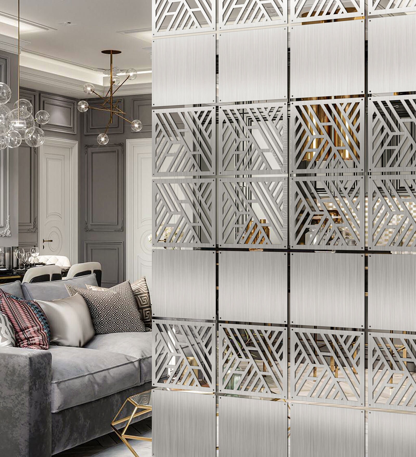 Buy Static Glasper (Set Of 10) Silver Colour Acrylic Hanging Room ...