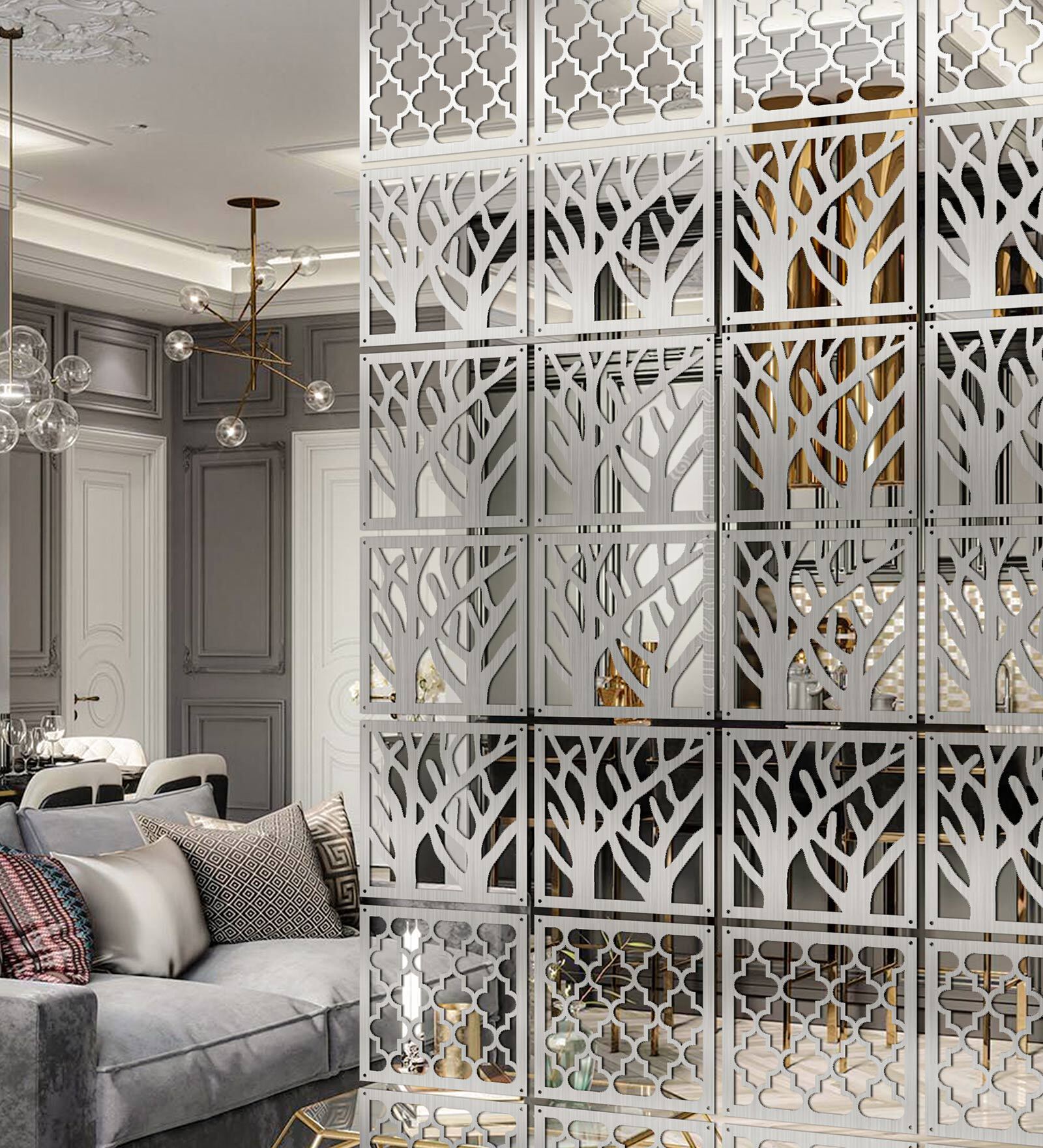 Buy Static Kalvos (Set Of 10) Silver Colour Acrylic Hanging Room ...